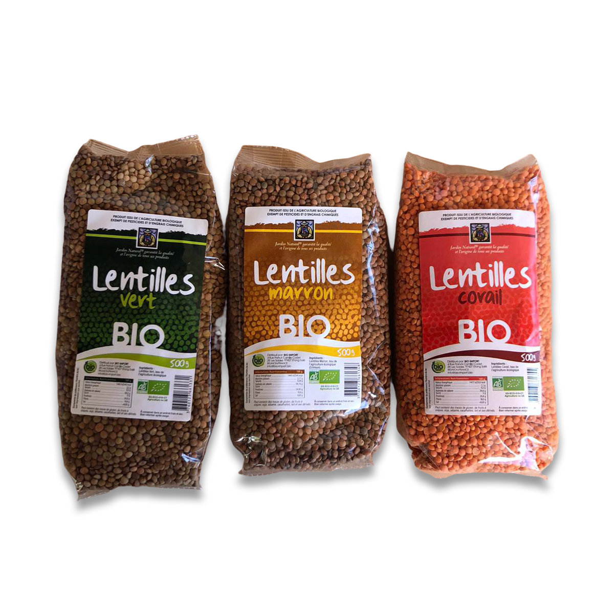 Pack 3 Lentilles : Lentilles Vert Bio 500g + Lentilles Marron Bio 500g ...