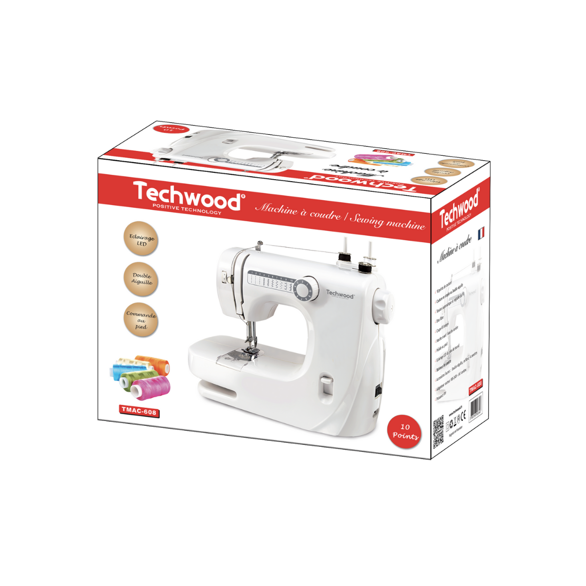 TECHWOOD Machine à Coudre TMAC-1091 - Blanc | ChezVous.re - Shopping et Courses en ligne, livrés ...