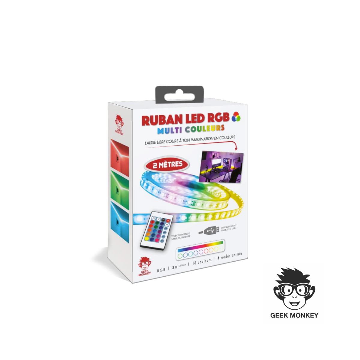 Ruban LED RGB Gamer Edition 2 mètres - Geek Monkey | ChezVous.re ...