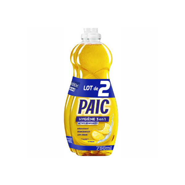 Liquide vaisselle PAIC 3 EN 1 HYGIENE CITRON 2X750ML disponible et en vente à La Réunion ...