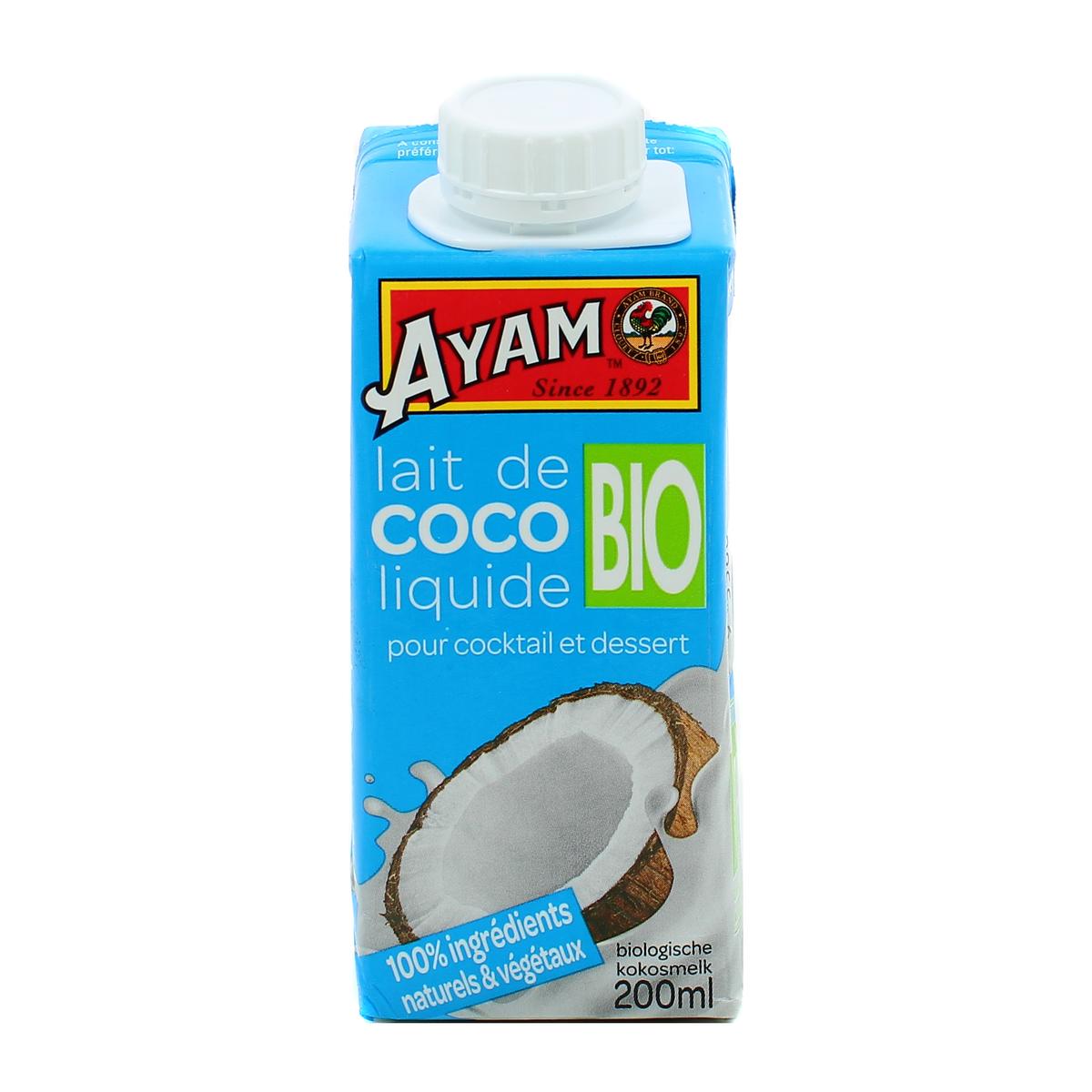 Lait de coco liquide bio AYAM 200 ml | ChezVous.re - Shopping et ...