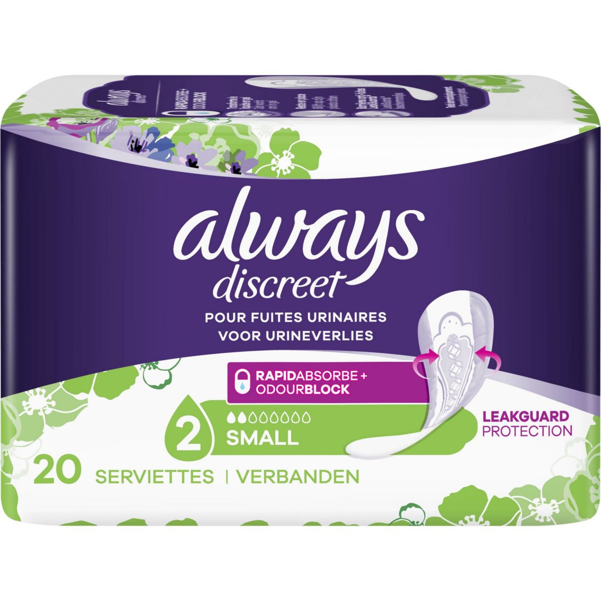 Serviettes pour fuites urinaires Small Always Discreet x20 disponible ...