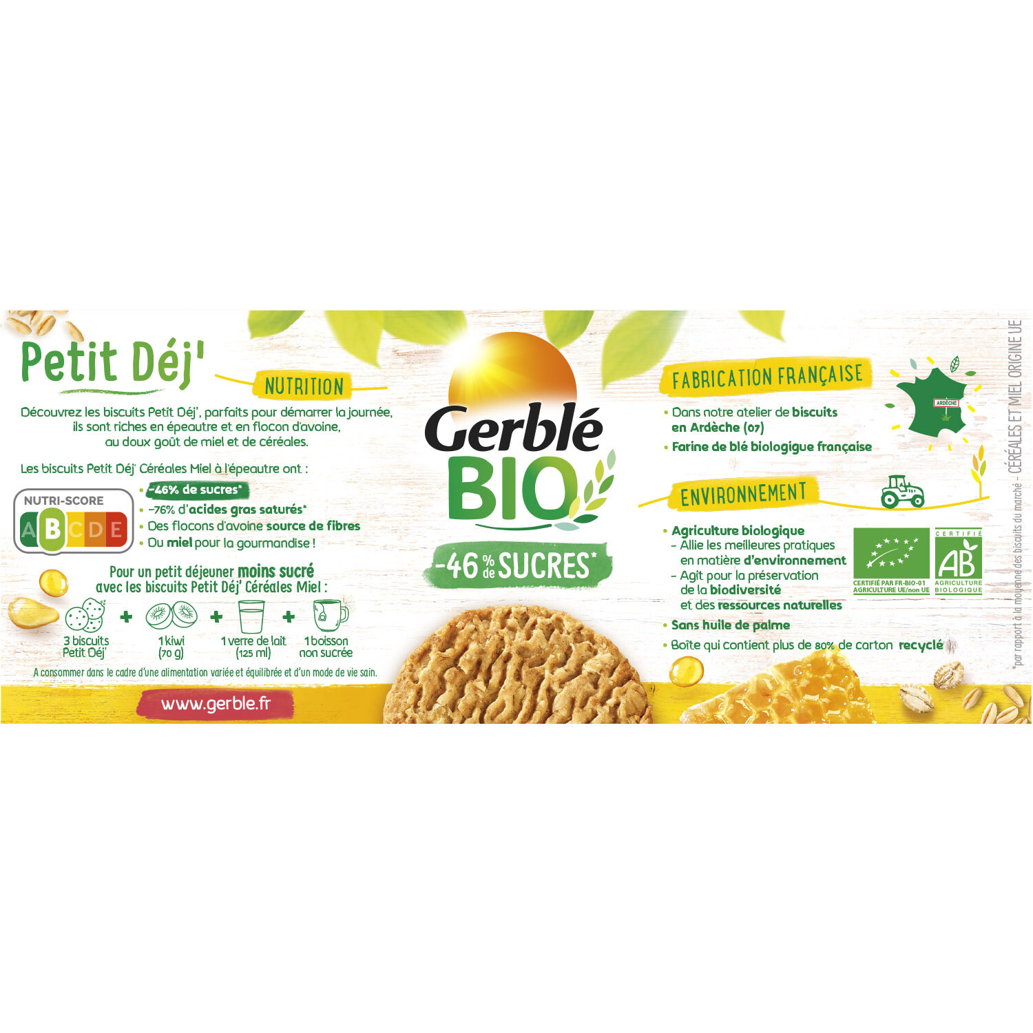 Biscuits Bio Petit Déj' céréales et miel Gerblé Bio | ChezVous.re ...