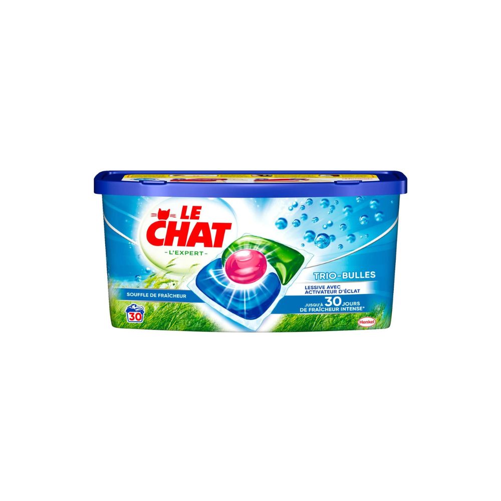 Lessive capsule Le Chat Expert Souffle de Fraicheur Trio-Bulles , 30 ...