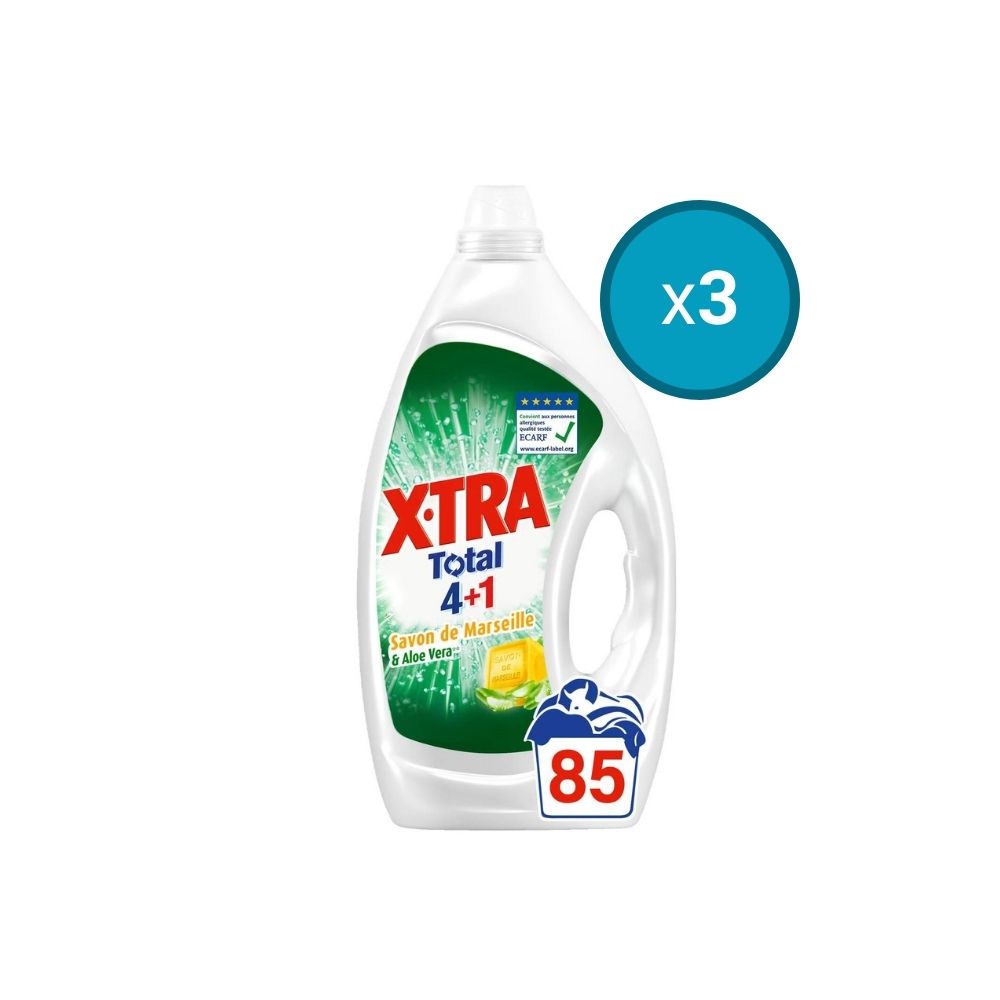 3x Lessive liquide X-TRA au Savon de Marseille et Aloe Vera , 3,825L ...