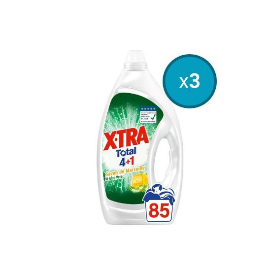3x Lessive liquide X-TRA au Savon de Marseille et Aloe Vera , 3,825L ...