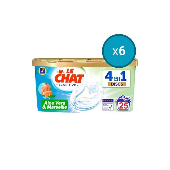 6x Lessive capsule Le Chat Sensitive au Savon de Marseille et Aloe Vera ...