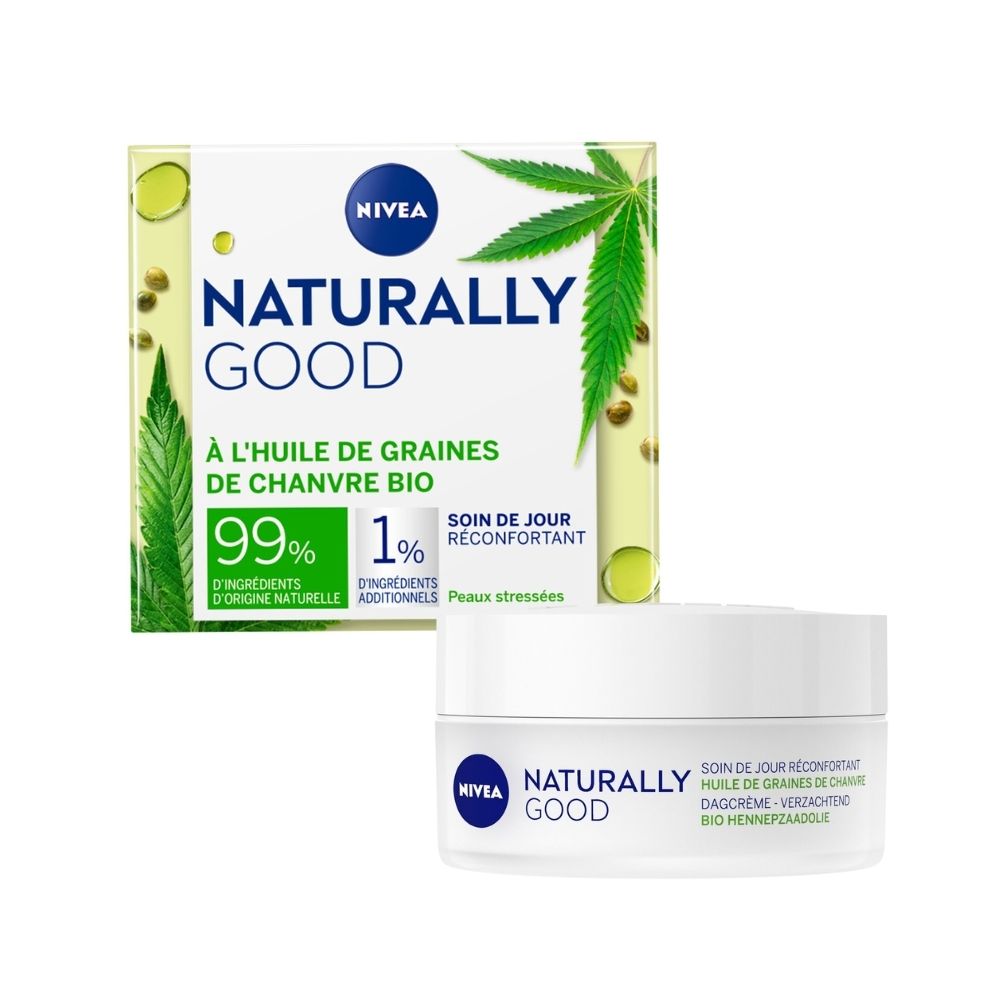 Crème de jour visage hydratant Nivea NATURALLY GOOD Chanvre BIO, 50mL ...