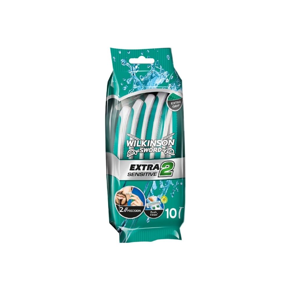 Rasoirs jetables homme 2 lames Wilkinson Extra 2 Sensitive, 10 rasoirs ...
