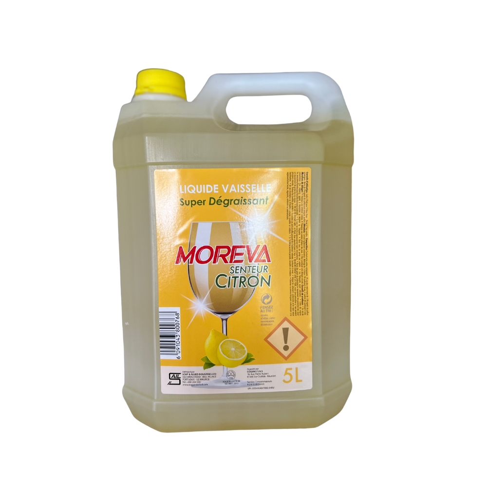 Liquide vaisselle super dégraissant 5L Citron MOREVA | ChezVous.re - Shopping et Courses en ...