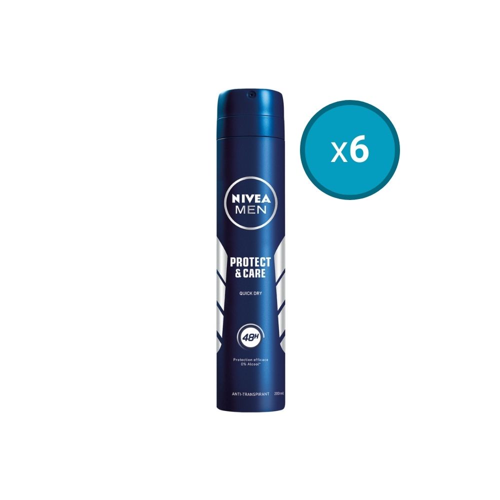 6x Déodorant spray homme Anti-transpirant 48H Nivea Men PROTECT&CARE ...