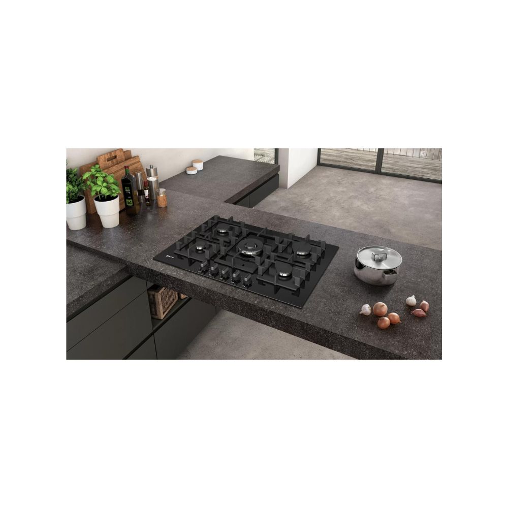 Plaque de cuisson gaz 75cm, 5 foyers dont 1 wok, 11500W - Neff N70 ...