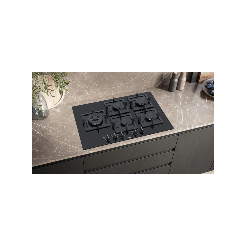 Plaque de cuisson gaz 75cm, 5 foyers, 11500W - Siemens iQ500 EP7A6SB20 ...