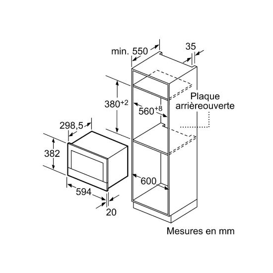 Micro-ondes encastrable 60 x 38 cm, 21L, 900W - Siemens iQ700 BF634LGS1 ...