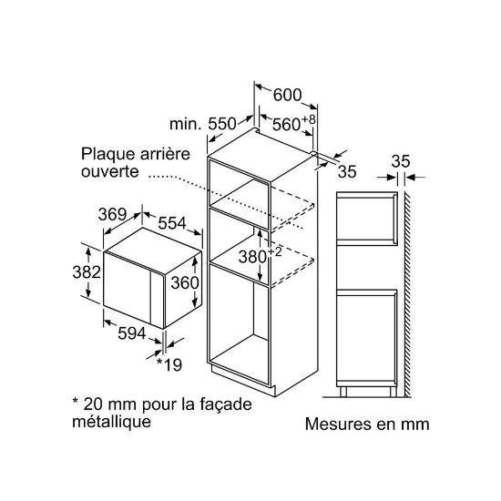 Micro-ondes encastrable 59 x 38 cm, 25L, 900W - Siemens iQ500 BF555LMS0 ...