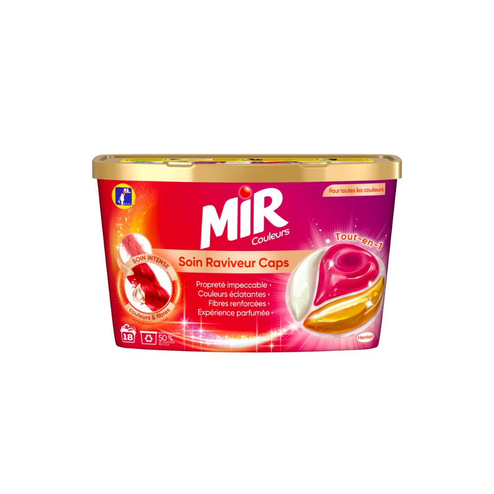 Lessive capsule raviveur de couleurs Mir, 18 capsules | ChezVous.re ...