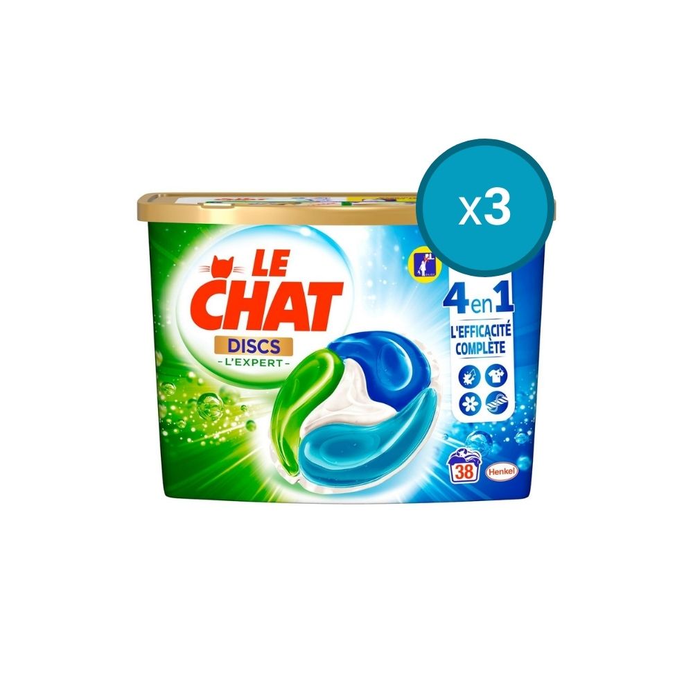 3x Lessive capsule Le Chat Expert 4en1 Discs , 38 capsules | ChezVous ...
