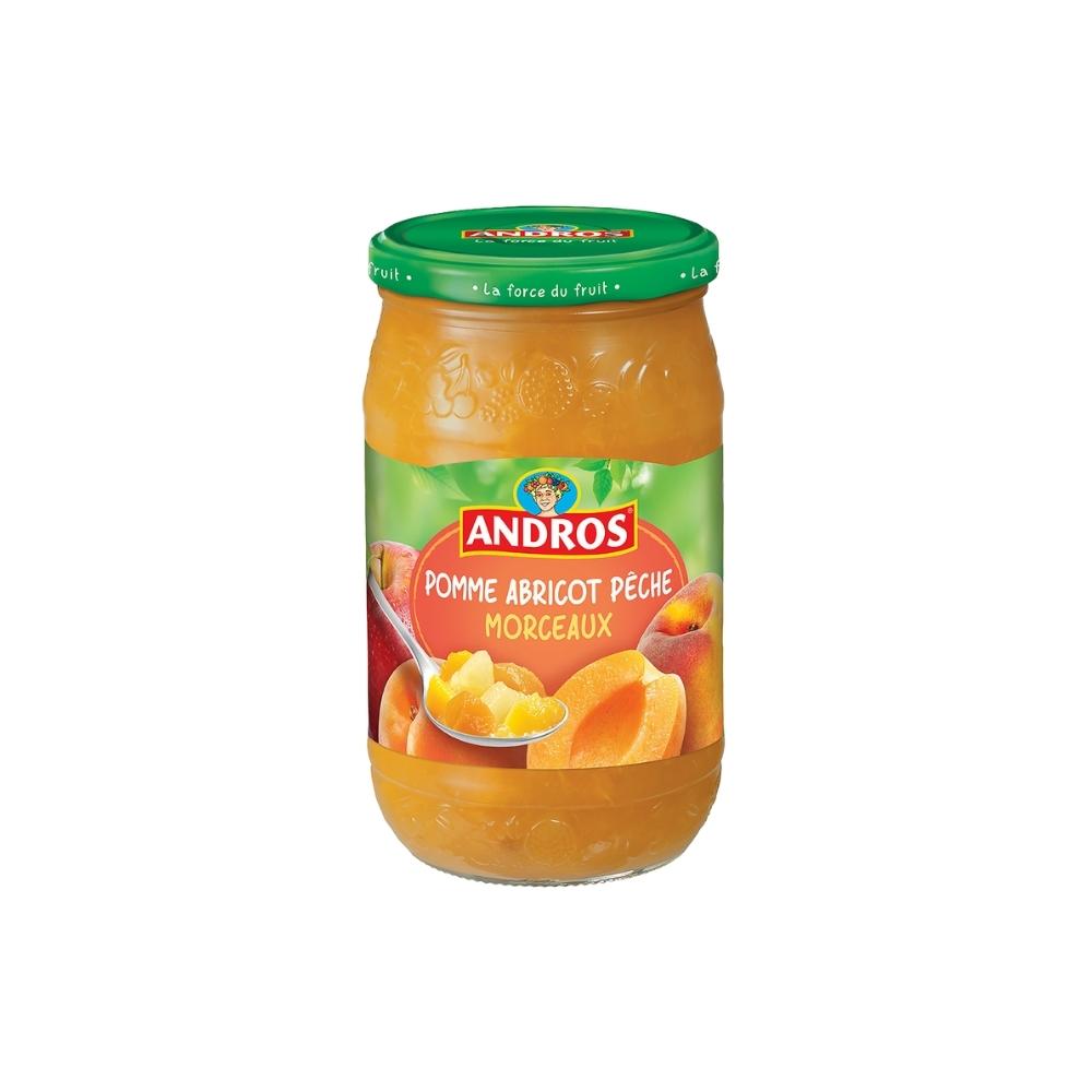 Compote dessert fruitier Pomme, Abricot & Pêche en morceaux - Andros ...