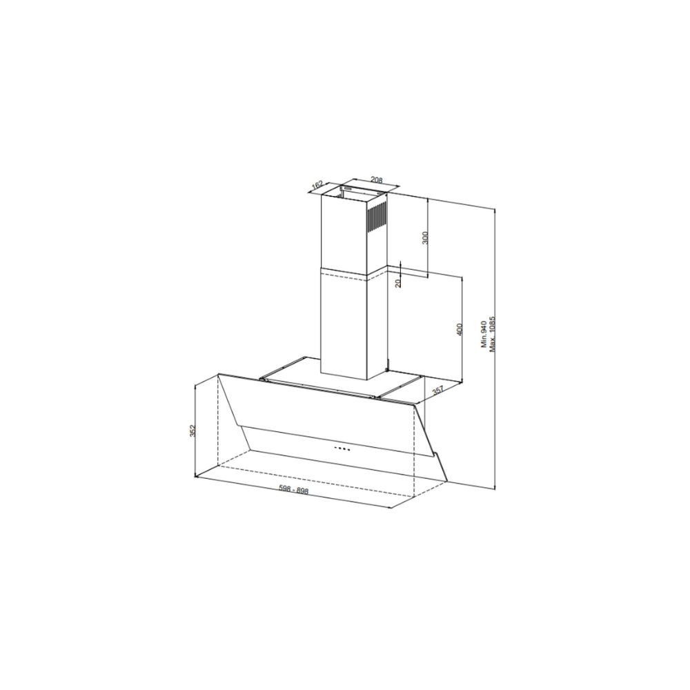 Hotte inclinée 60cm, 550m3/h - Merlin SCHD655ECB - noir | ChezVous.re ...