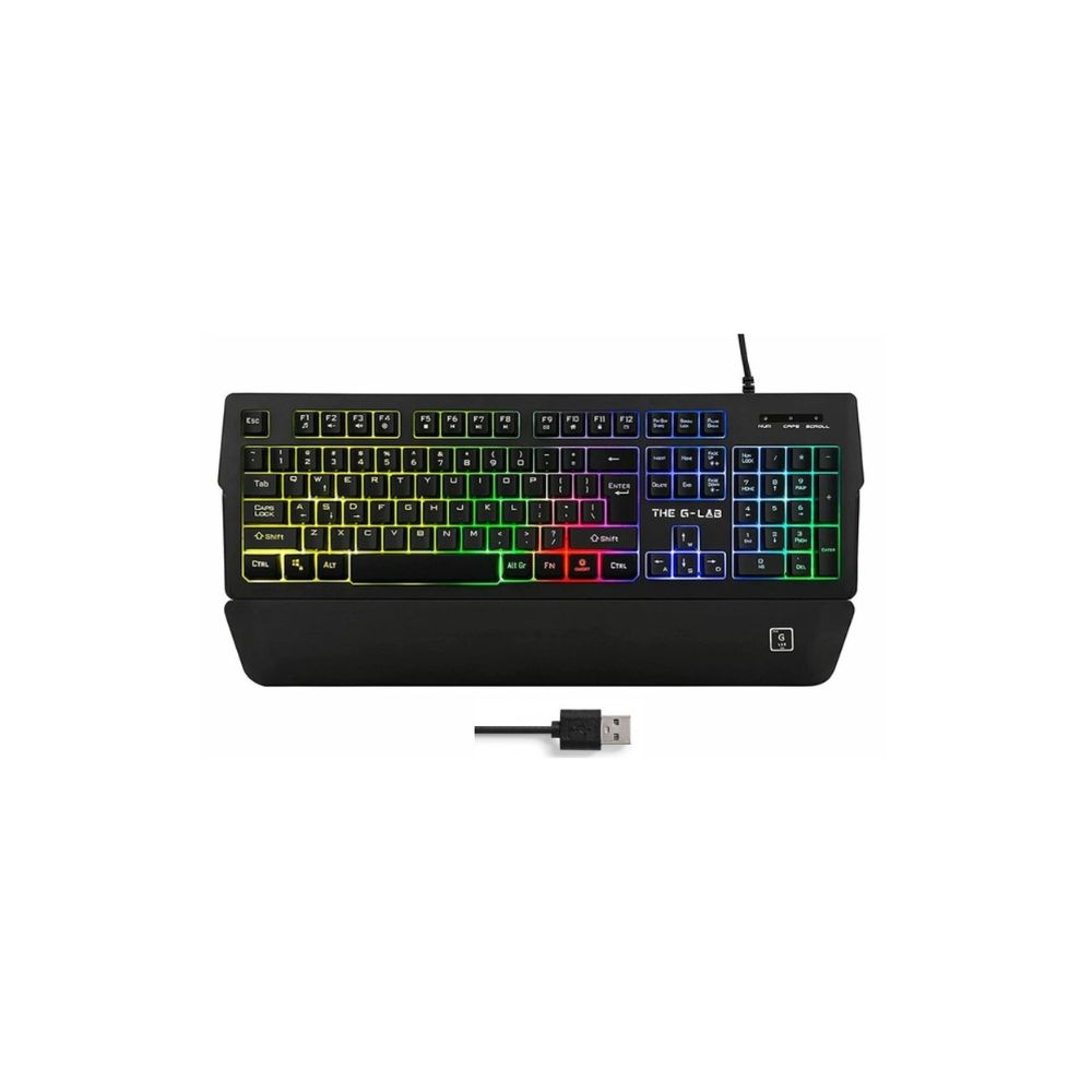 Clavier gaming lumineux RGB USB avec repose poignets - The G-Lab Keyz ...