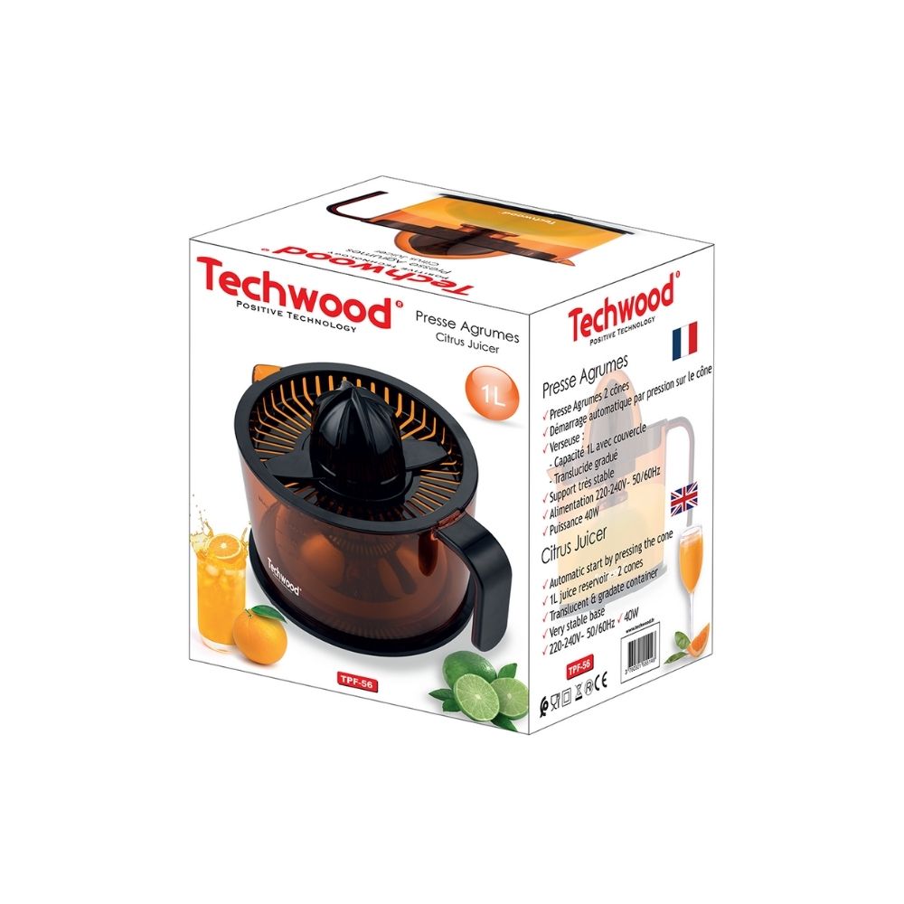 Presse agrumes électrique 1L 40W noir - Techwood TPF-56 | ChezVous.re - Shopping et Courses en ...