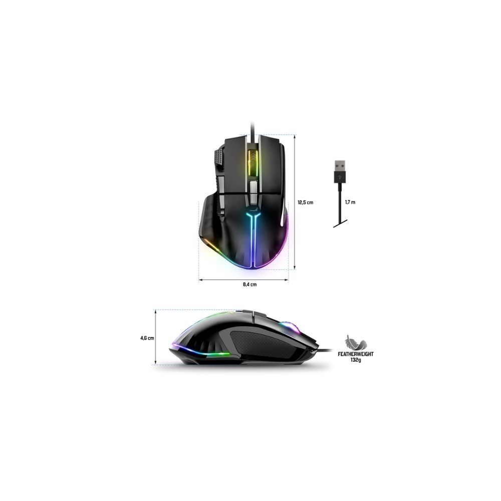 Souris gaming Pro-M5 12800dpi 8 boutons programmables RGB - Spirit of ...