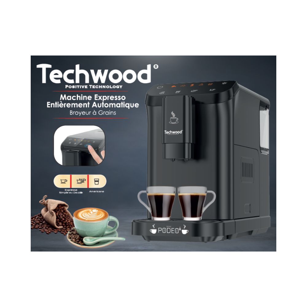 Machine Expresso Entièrement Automatique - Techwood TCA-1315AEX | ChezVous.re - Shopping et ...