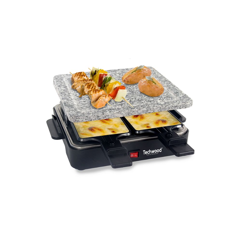 Appareil à Raclette 4 personnes 2-en-1 avec pierre de cuisson ...